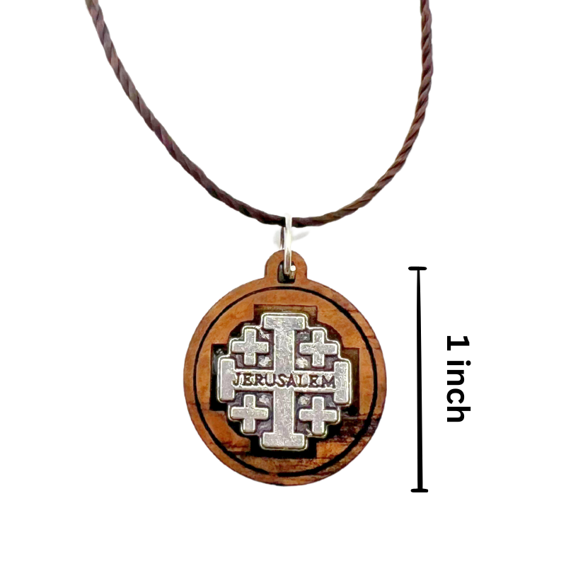 NEW* Holy Land Olive Wood Jerusalem Pendant with Metal Cross ...